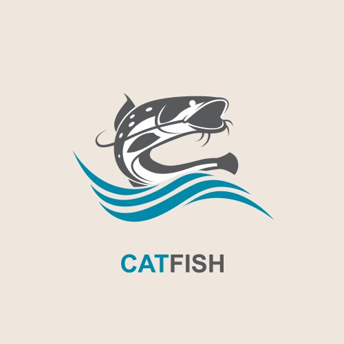 Catfish with Blue Waves Icon Royalty Free Vector Image