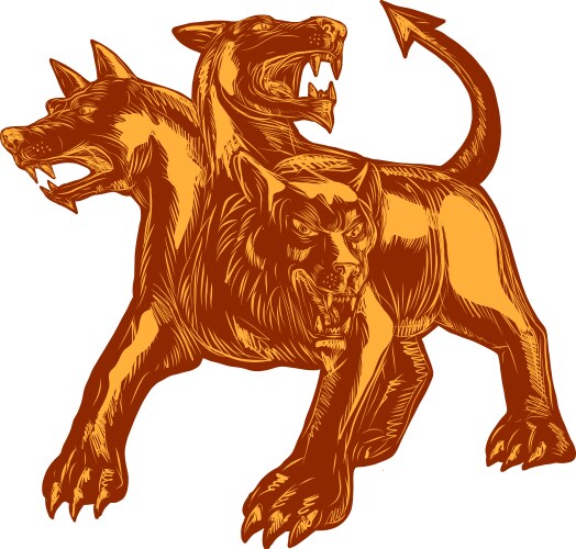 Cerberus on white Royalty Free Vector Image - VectorStock