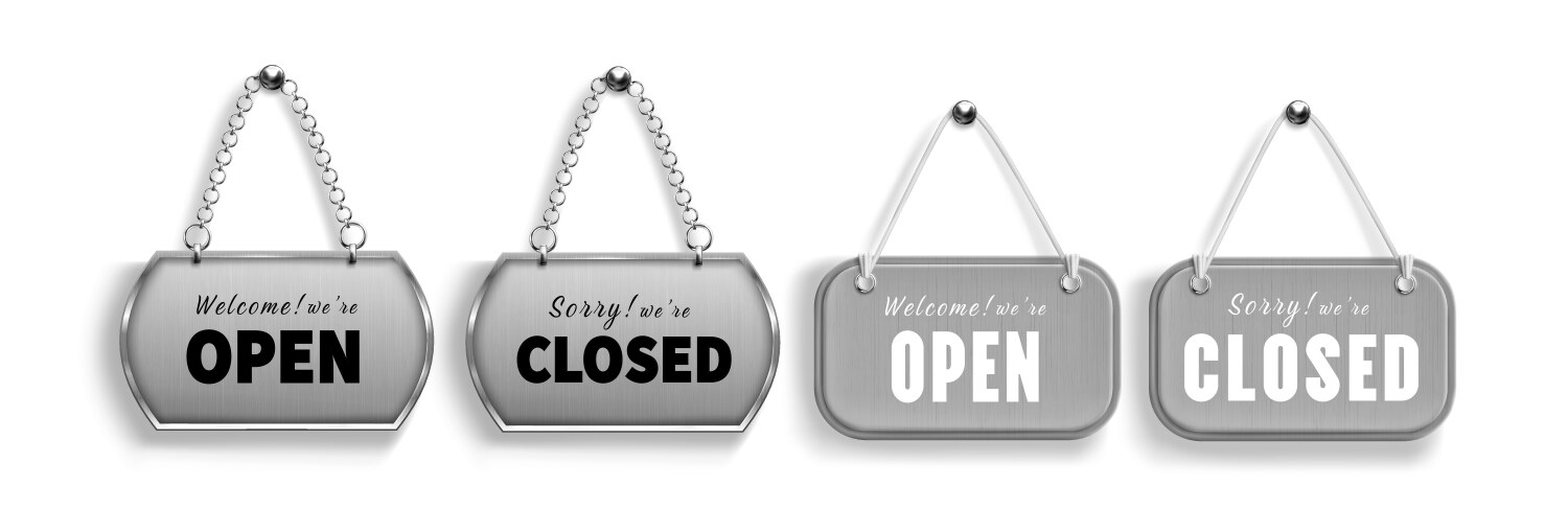 Closed and open door signs set Royalty Free Vector Image