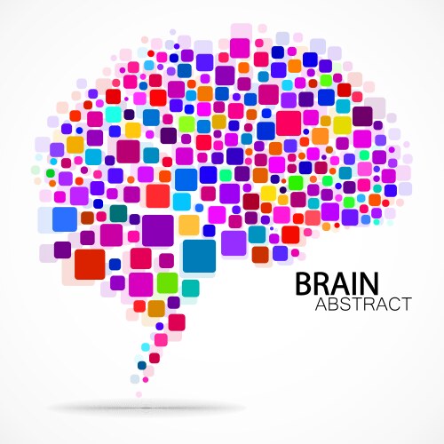 Abstract brain of squares on white background Vector Image