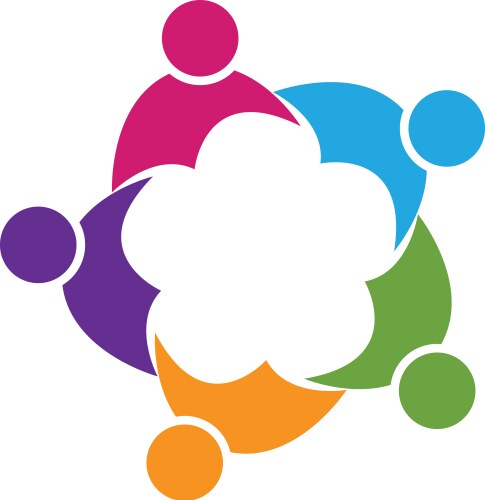 Teamwork group people working together logo Vector Image