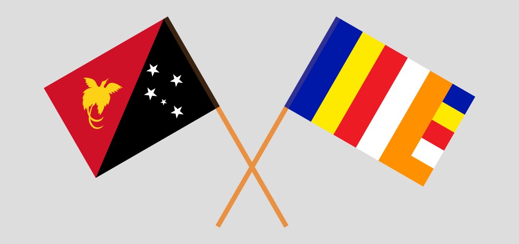 Crossed flags of nepal and buddhism official Vector Image