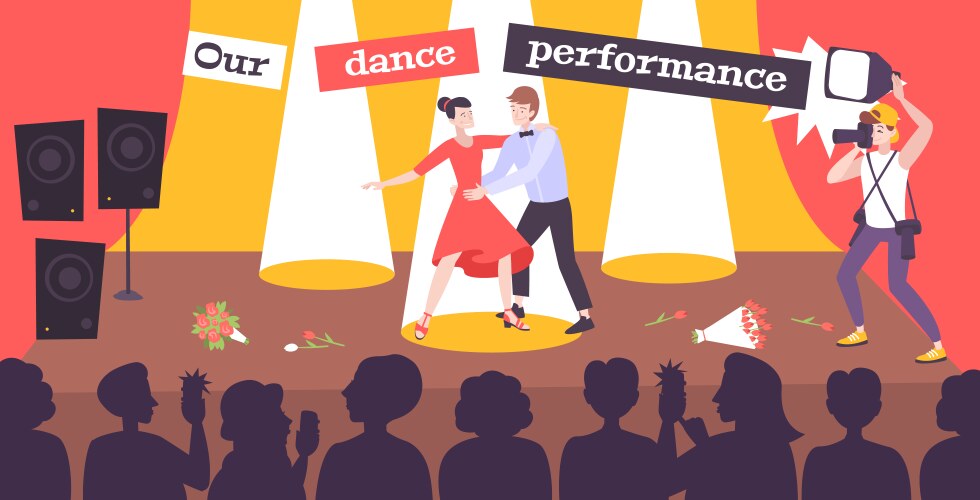 Theatrical performance actors performing on stage Vector Image