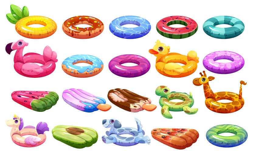 Inflatable swimming ring set Royalty Free Vector Image