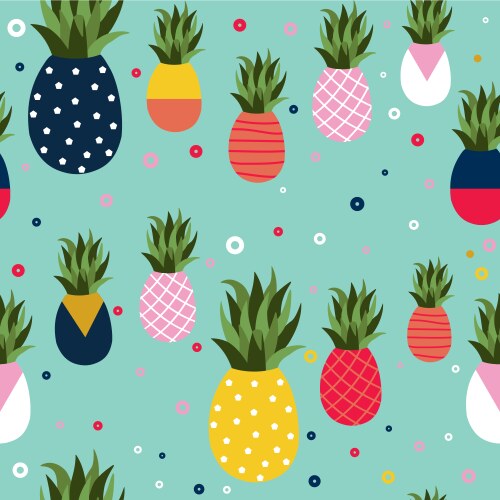 Pineapple fruit summer background in low poly Vector Image