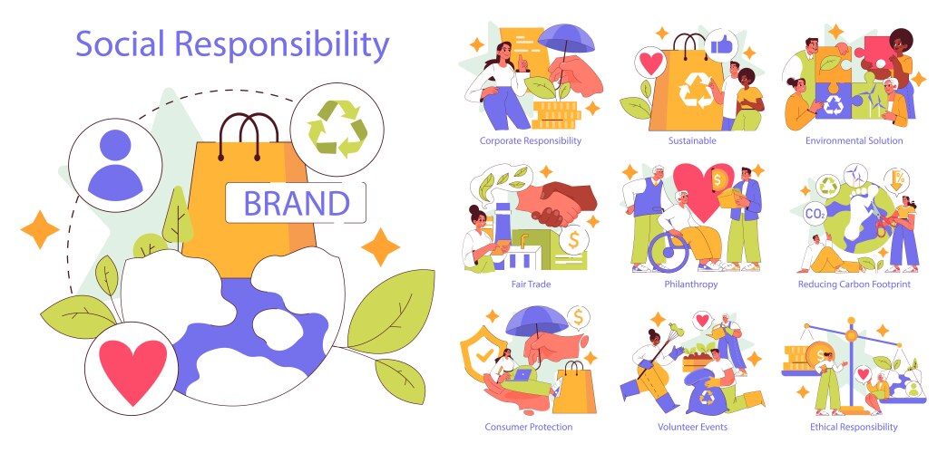Social responsibility flat Royalty Free Vector Image