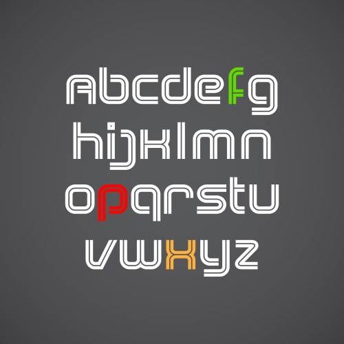 Alphabet line transparent color font style Vector Image