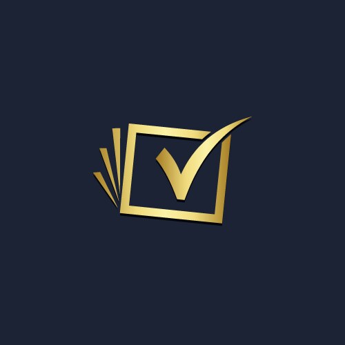 Check mark approved gold logo Royalty Free Vector Image