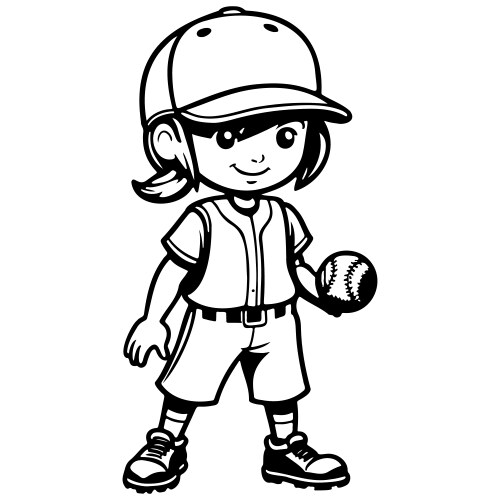Softball black hand drawn line transparent Vector Image