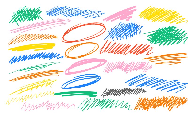 Collection of colorful hand-drawn check marks x Vector Image