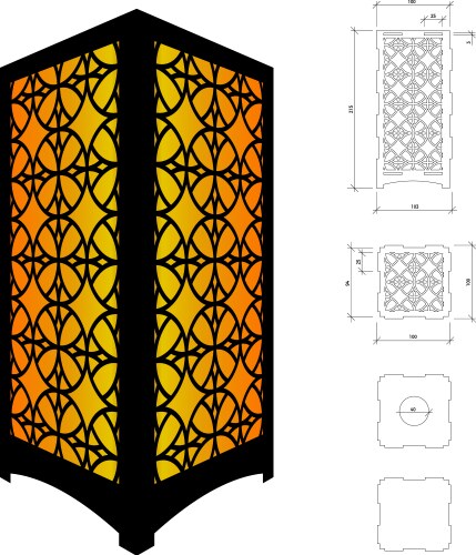 Cut out template for lamp Royalty Free Vector Image