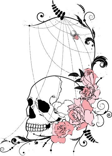Skull and roses frame Royalty Free Vector Image