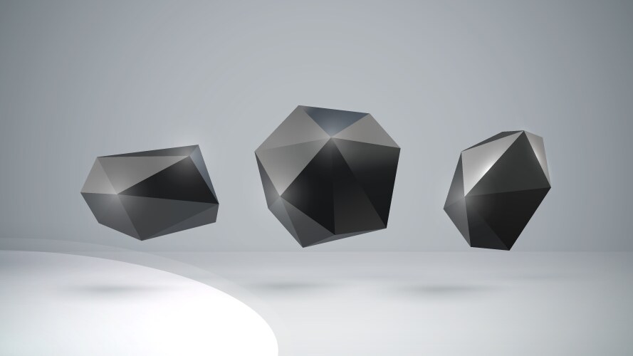 3d geometrical shapes of black and white colors Vector Image
