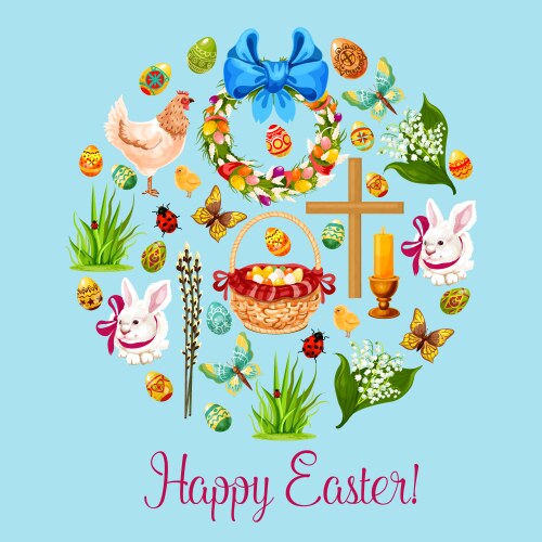 Happy easter graphic elements Royalty Free Vector Image