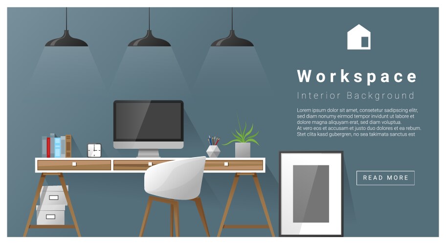 Modern office room interior business workplace Vector Image