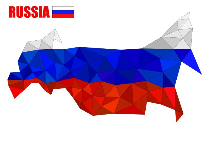 Russia map low polygon style geometric polygonal Vector Image