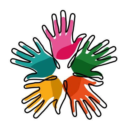 Integration hand teamwork together group Vector Image