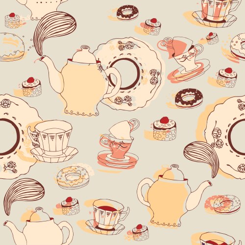 Vintage afternoon tea background Royalty Free Vector Image