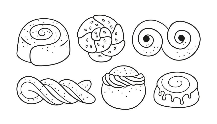 Cinnamon roll icon flat design and outline Vector Image