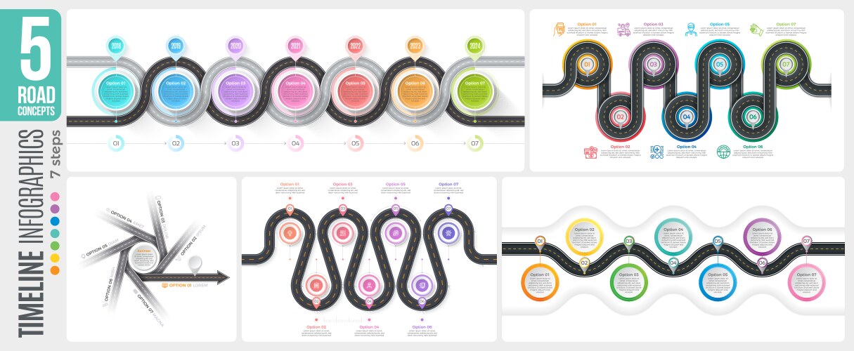 Navigation map infographic 7 steps timeline Vector Image