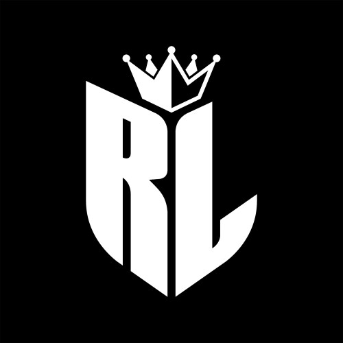 Rl letter bold monogram triangle curve shield Vector Image