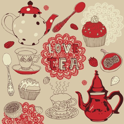 Vintage tea time pattern Royalty Free Vector Image