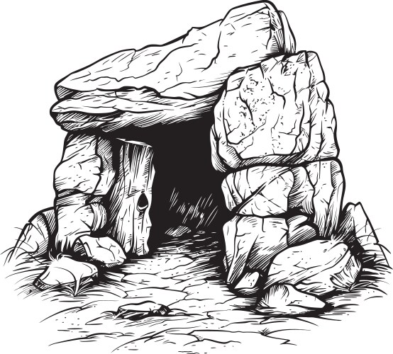 Neolithic nest stone cave design tribal trove Vector Image
