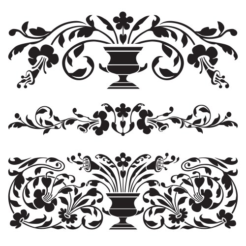 Antique flowers border engraving Royalty Free Vector Image