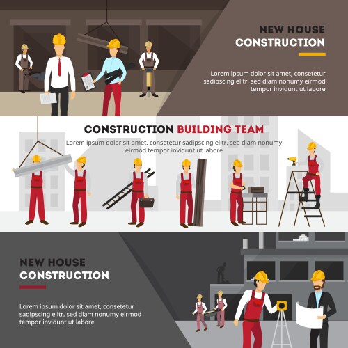 Building contractor banner design Royalty Free Vector Image