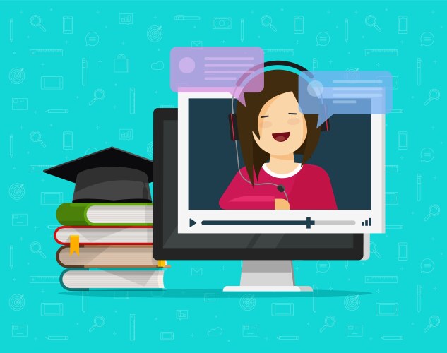Students learning with computer Royalty Free Vector Image