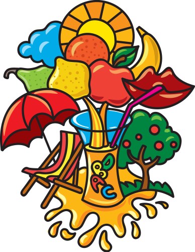 Children holding pack juice drink through Vector Image