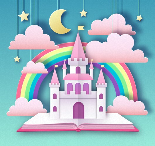 3d pop up book with castle fairy tale theme Vector Image