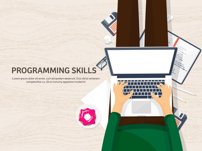 Programmingcoding flat computing background Vector Image