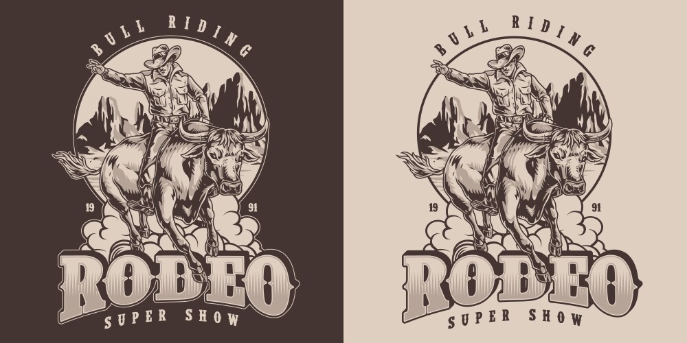 Rodeo show set posters colorful Royalty Free Vector Image
