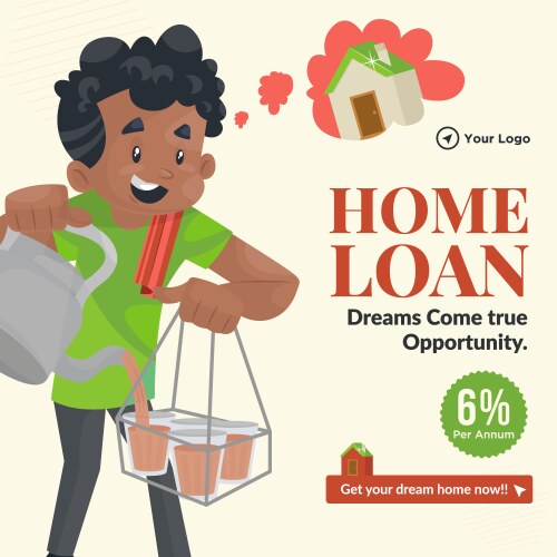 Banner design home loan Royalty Free Vector Image