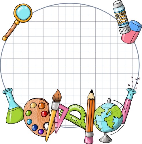 Seamless frameborder with school icons and a place