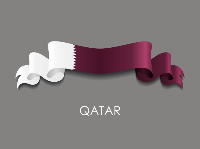 Qatari flag wavy ribbon background Royalty Free Vector Image