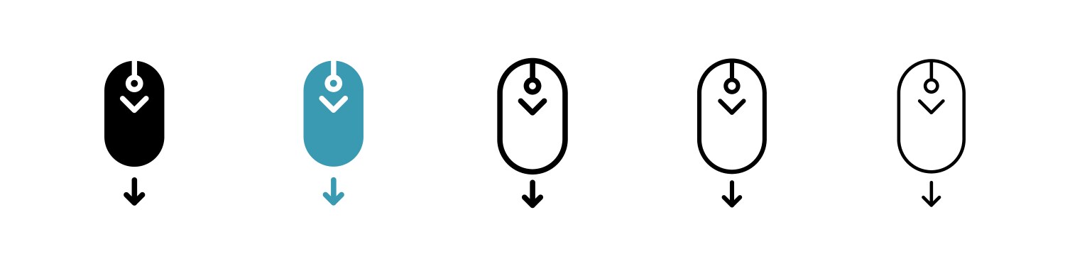Scroll down computer mouse icon set black filled Vector Image