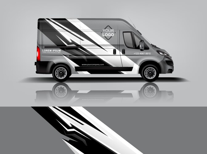 Van wrap design template with wave shapes decal Vector Image