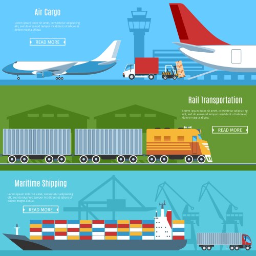 Logistic and delivery banners set Royalty Free Vector Image