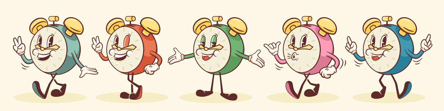 Groovy back to school retro characters poster Vector Image