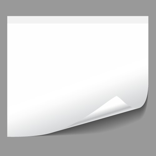 3d paper sheet with curled corner on gray table Vector Image