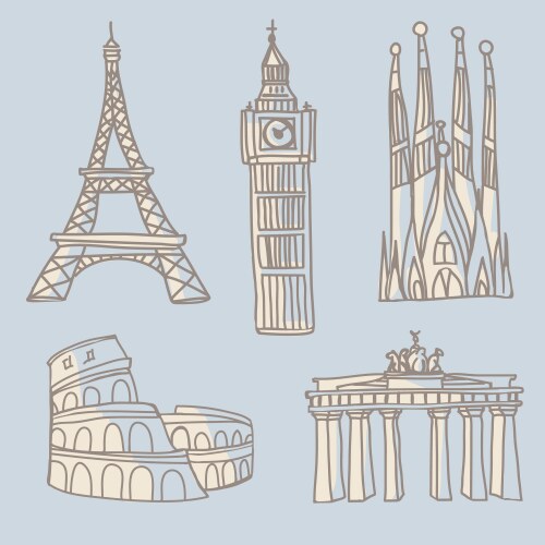 High quality detailed most famous world landmark Vector Image