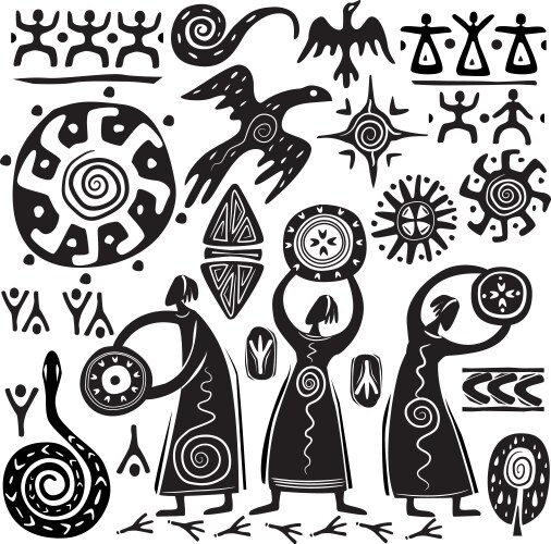 Elements for designing primitive art Royalty Free Vector