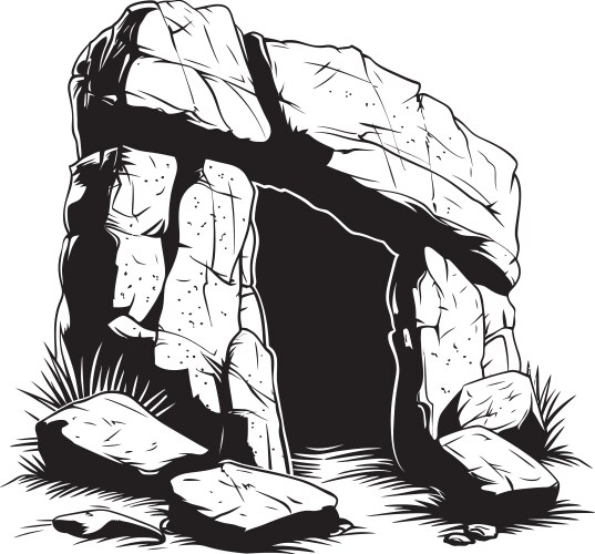 Paleolithic portal stone cave emblem archaic Vector Image