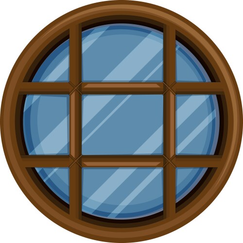 Round window with wooden frame Royalty Free Vector Image