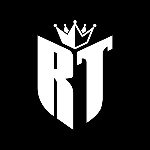 Rt letter bold monogram triangle curve shield Vector Image