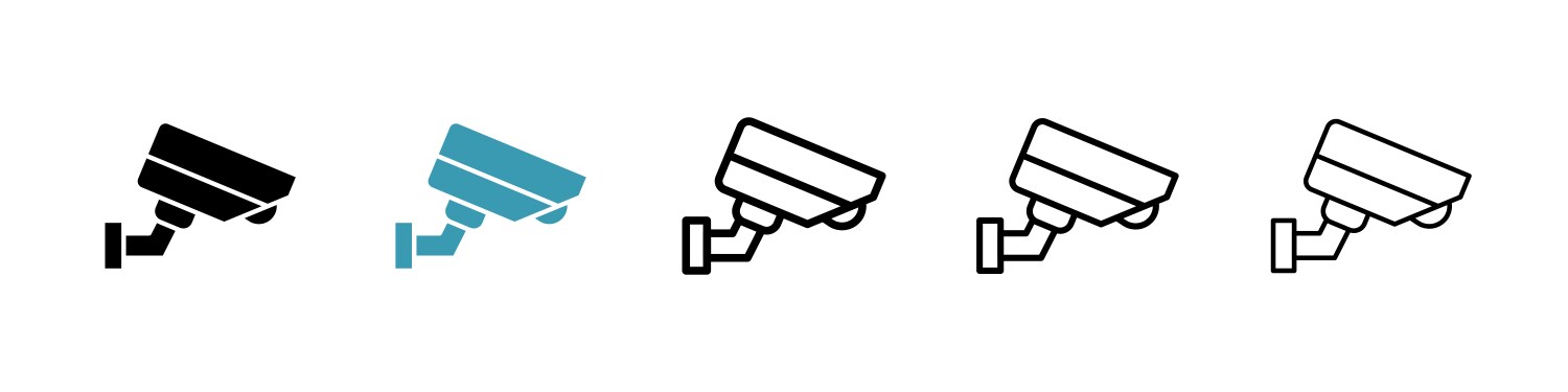 Security camera line icon set Royalty Free Vector Image Security camera line icon set Royalty Free Vector Image