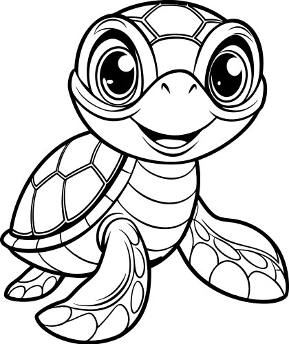 Baby sea turtle coloring page Royalty Free Vector Image