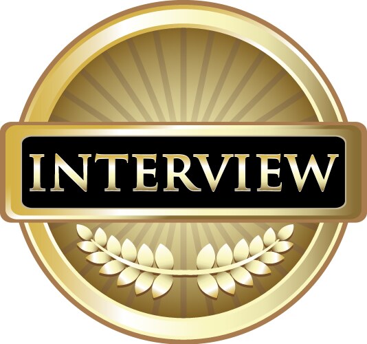 Red color inserted label with word interview Vector Image